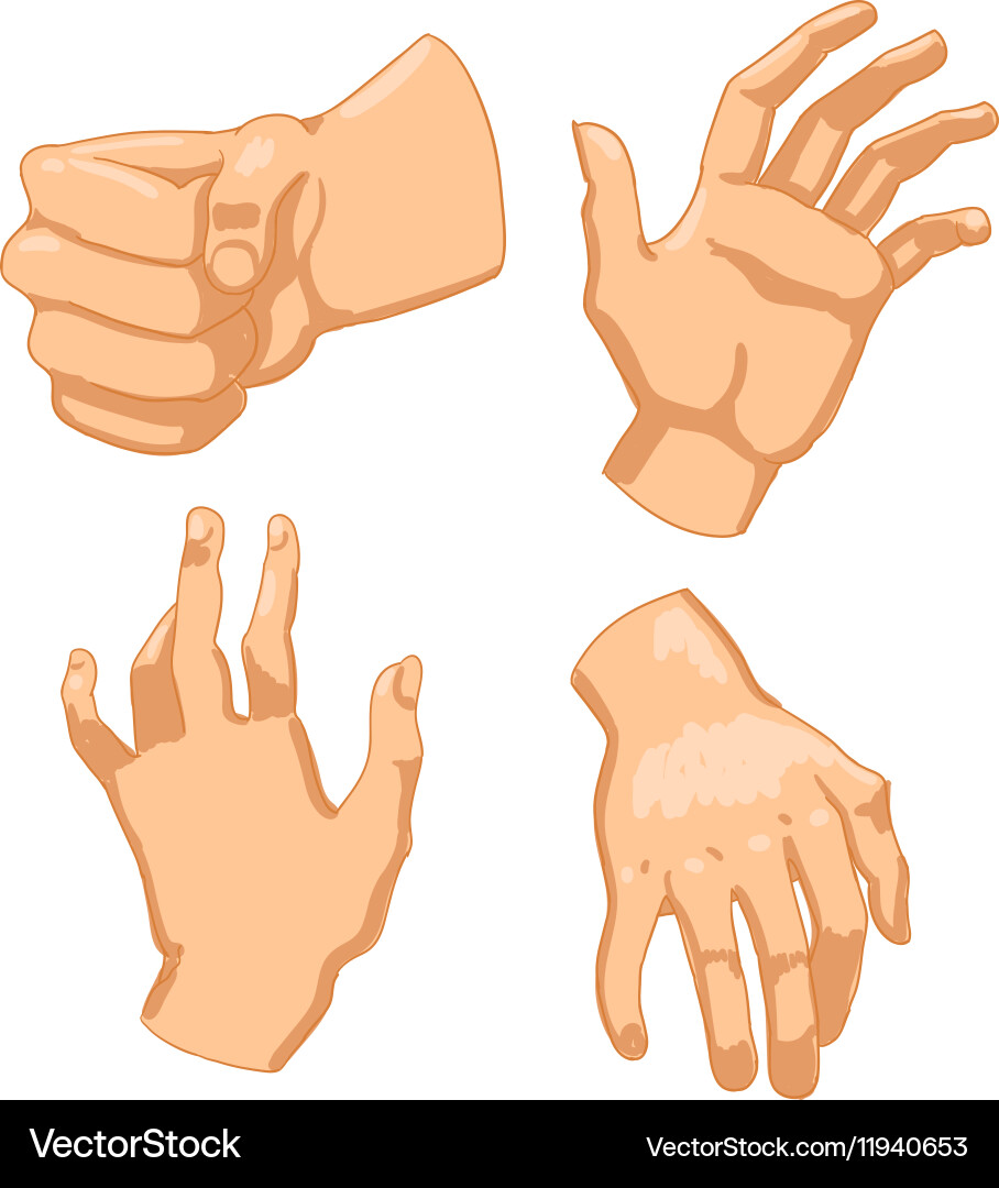 Set of human hands on white background Royalty Free Vector