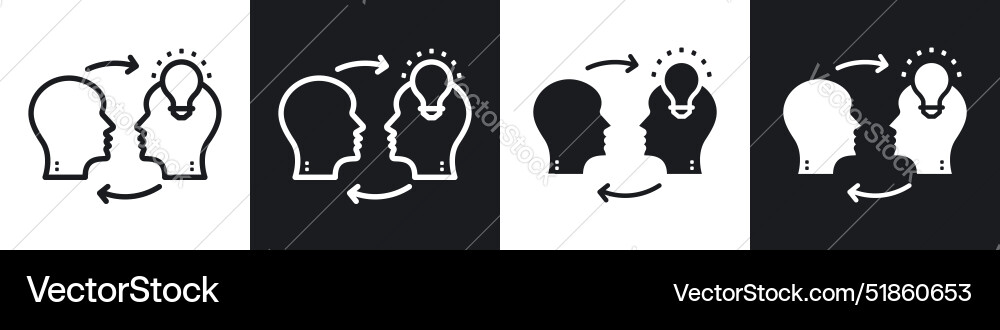 Share thoughts liner and solid icon set in black Vector Image