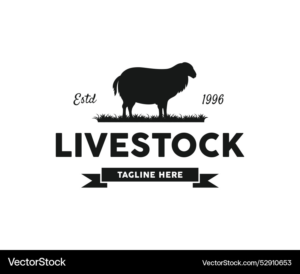 Sheep farm logo design and livestock Royalty Free Vector