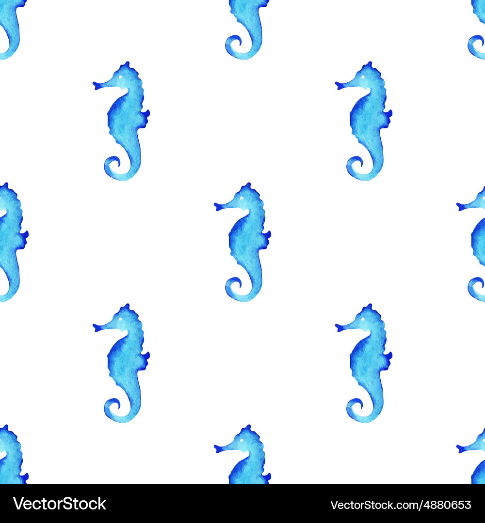 Watercolor sea horse pattern Royalty Free Vector Image