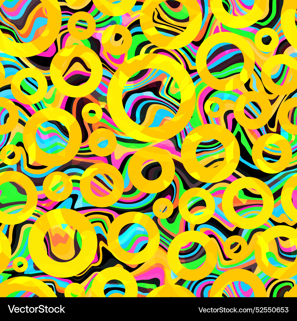 Yellow psychedelic bubble burst seamless pattern Vector Image
