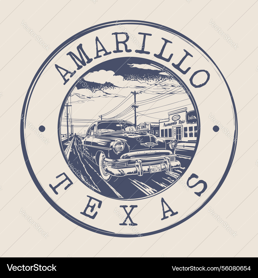 Amarillo tx usa stamp skyline Royalty Free Vector Image