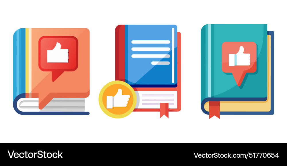 Book on like button icon collection set items Vector Image