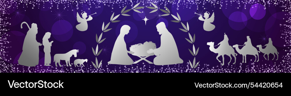 Christmas horizontal church decorative banner Vector Image