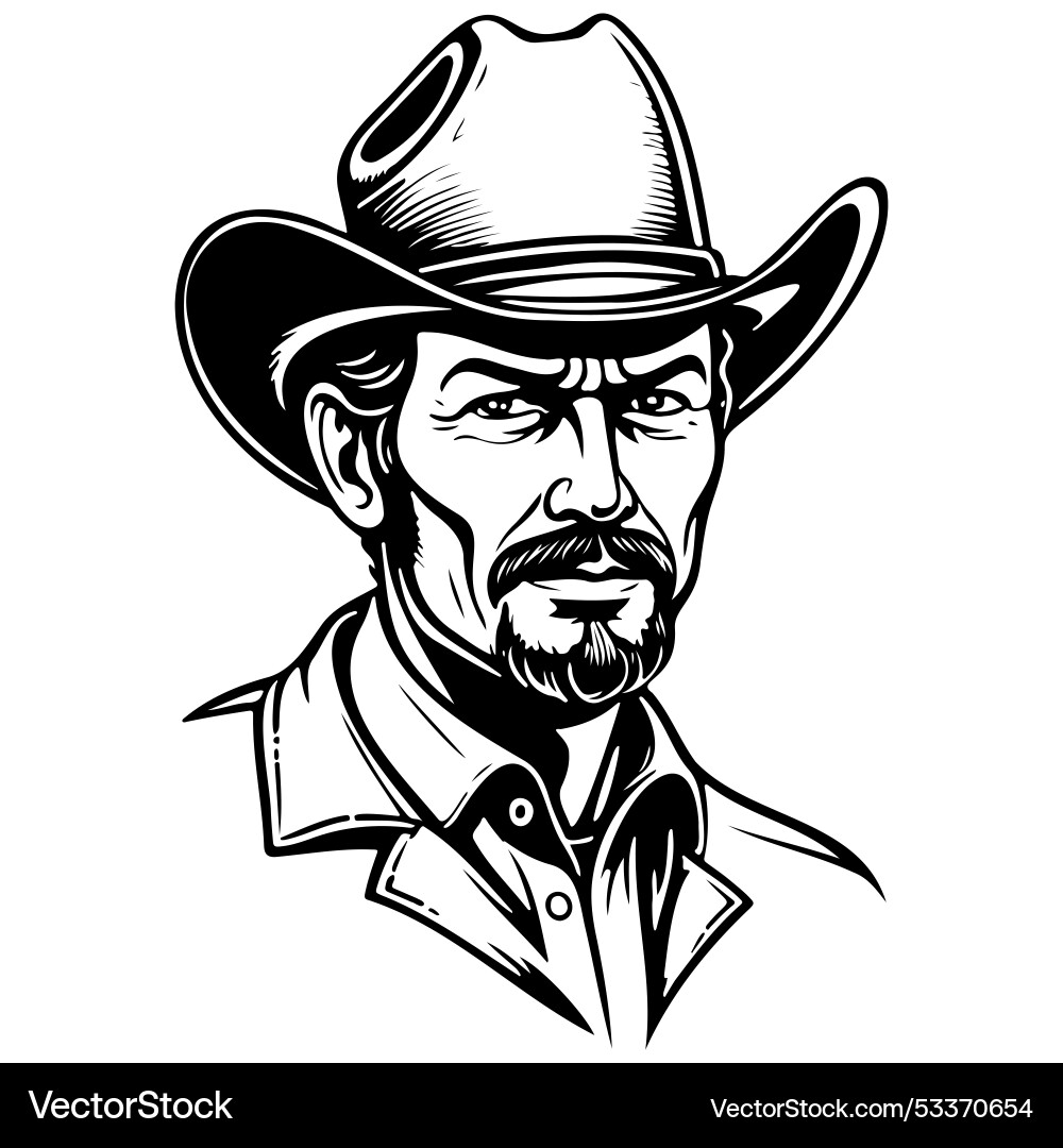 Cowboy hat drawing realistic hand line Royalty Free Vector