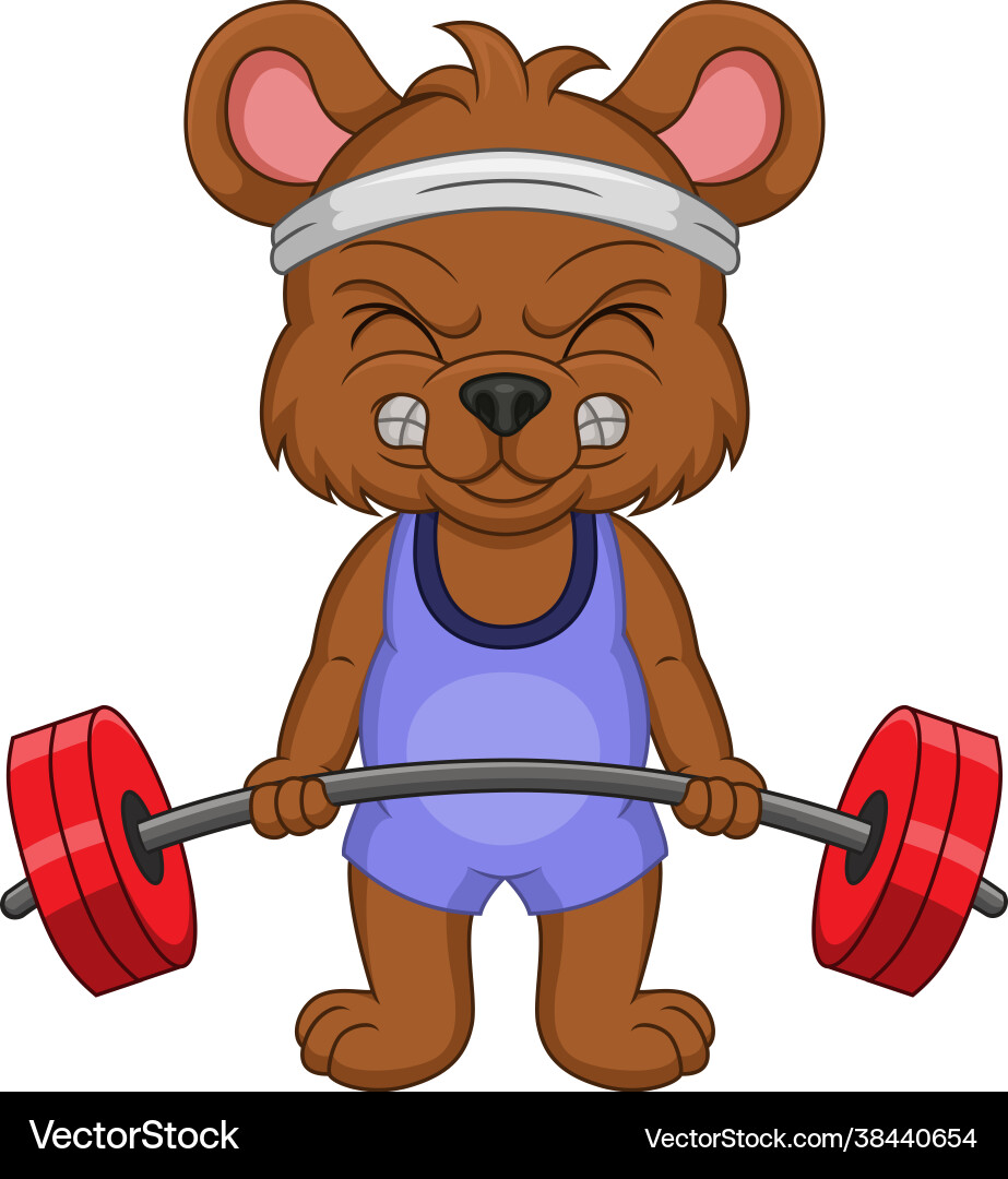 Cute Cartoon Bear Lifting Barbell Royalty Free Vector Image