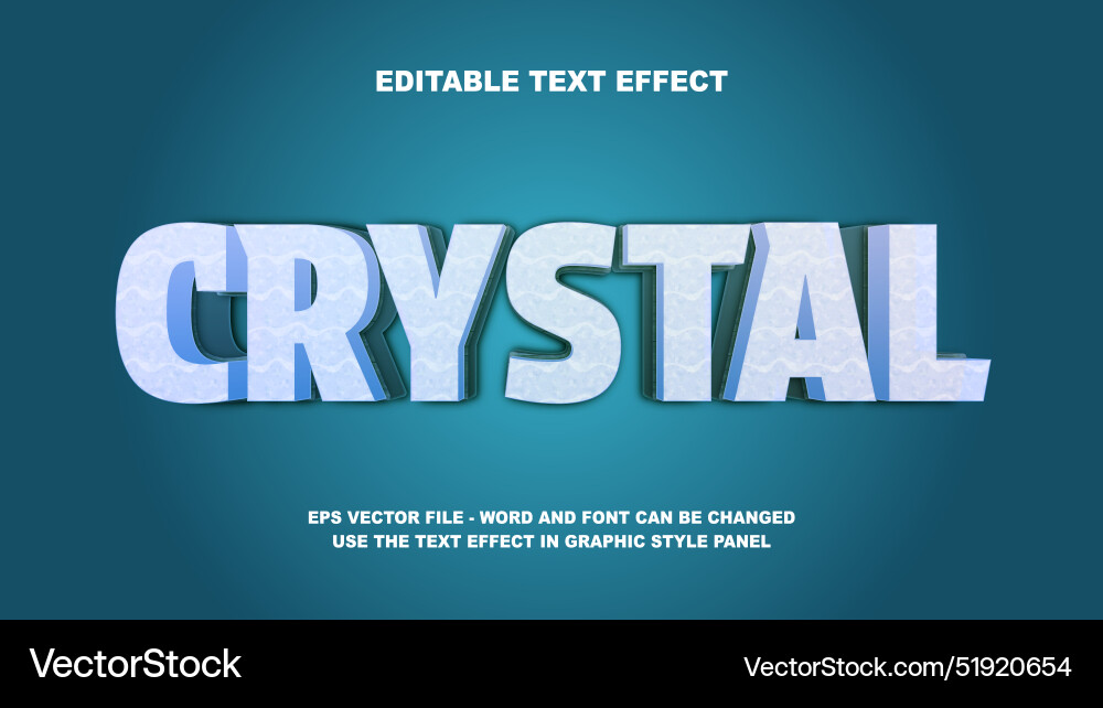 Editable text effect crystal 3d template Vector Image