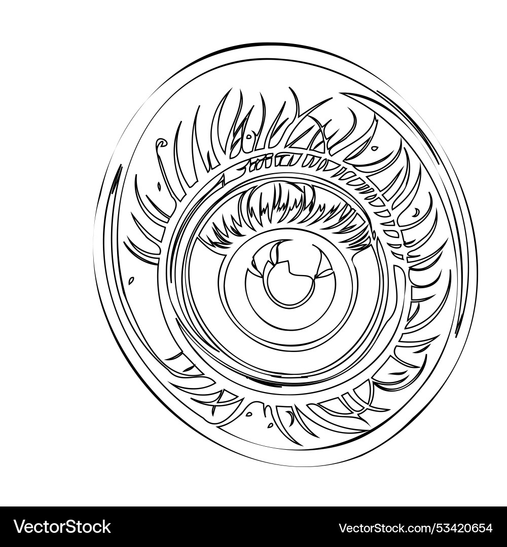Evil eye sketch outline Royalty Free Vector Image