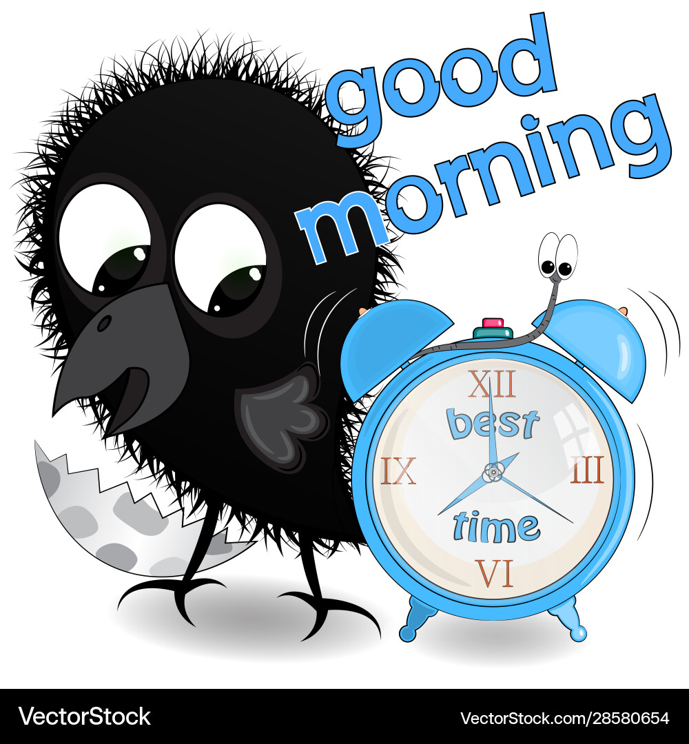 Good morning with little crow Royalty Free Vector Image