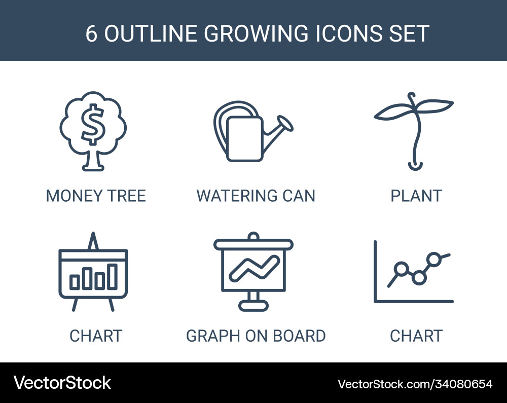 Wachsende Ikonen Lizenzfreies Vektorbild - VectorStock