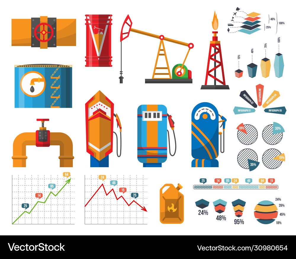 Infographic petroleum elements process oil Vector Image