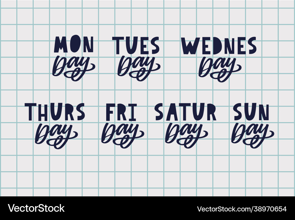 Names days week vintage grunge Royalty Free Vector Image