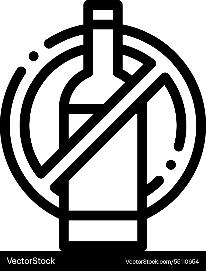 No alcohol icon thin linear style design isolated Vector Image