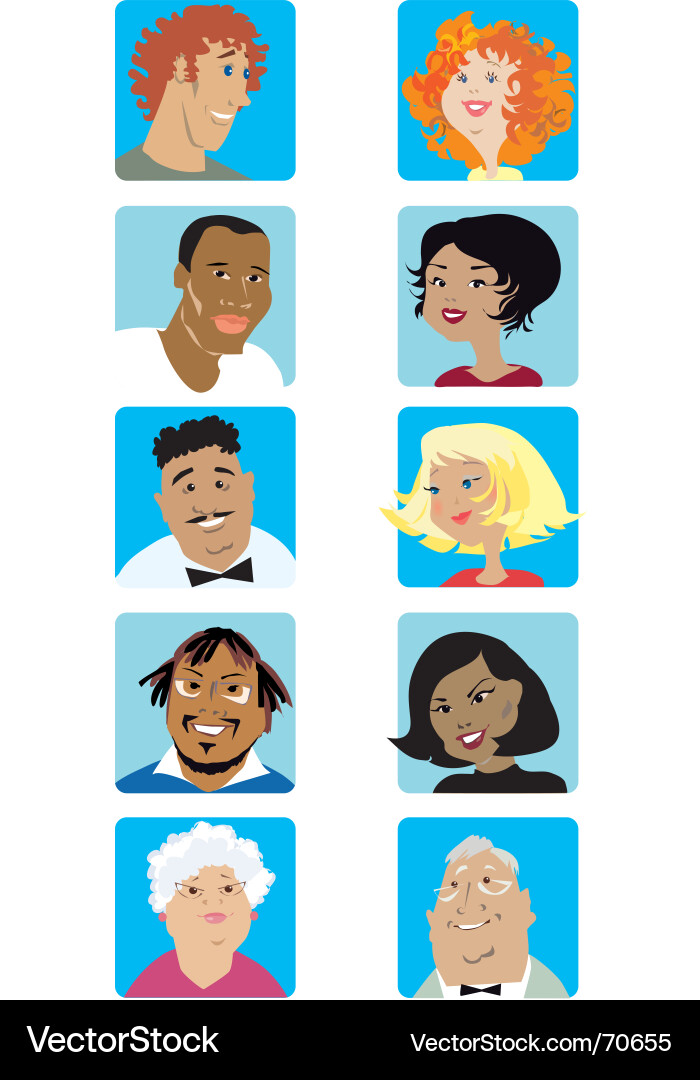 Faces Portrait Set Royalty Free Vector Image - VectorStock