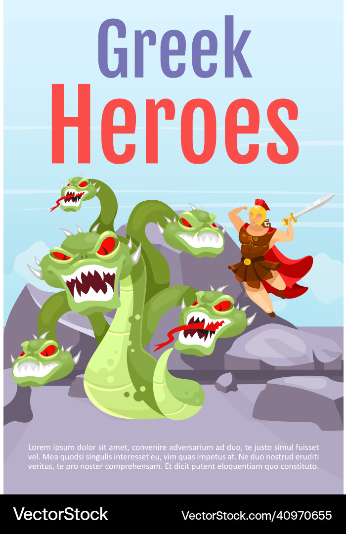 Greek hero brochure template mythology Royalty Free Vector