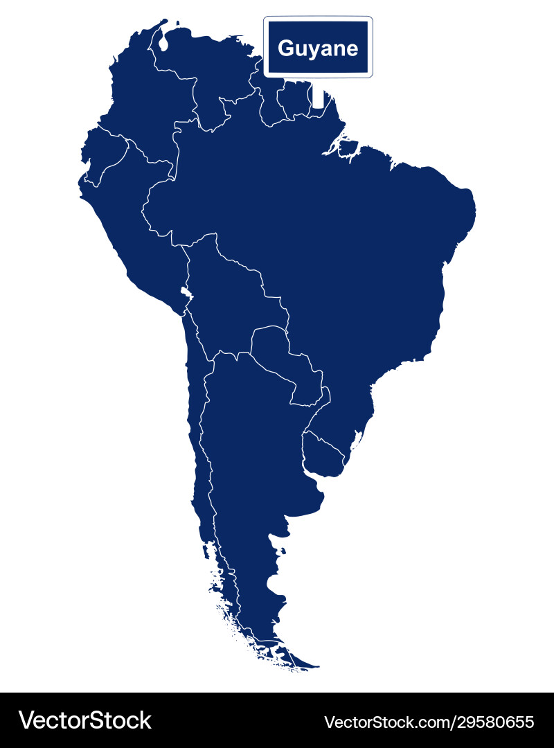 Guyane with map south america and road sign Vector Image