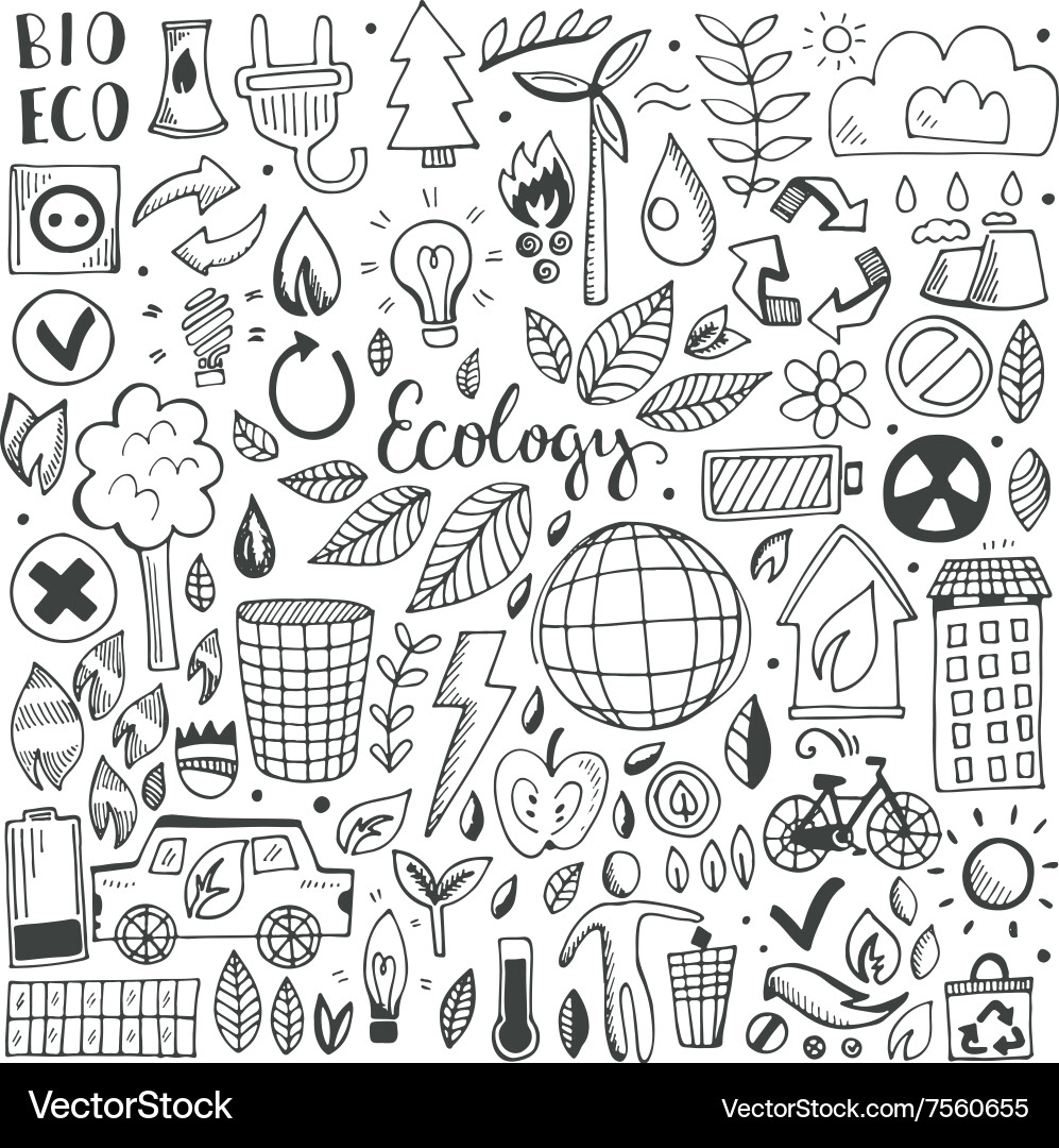 Hand drawn sketch elements set Royalty Free Vector Image