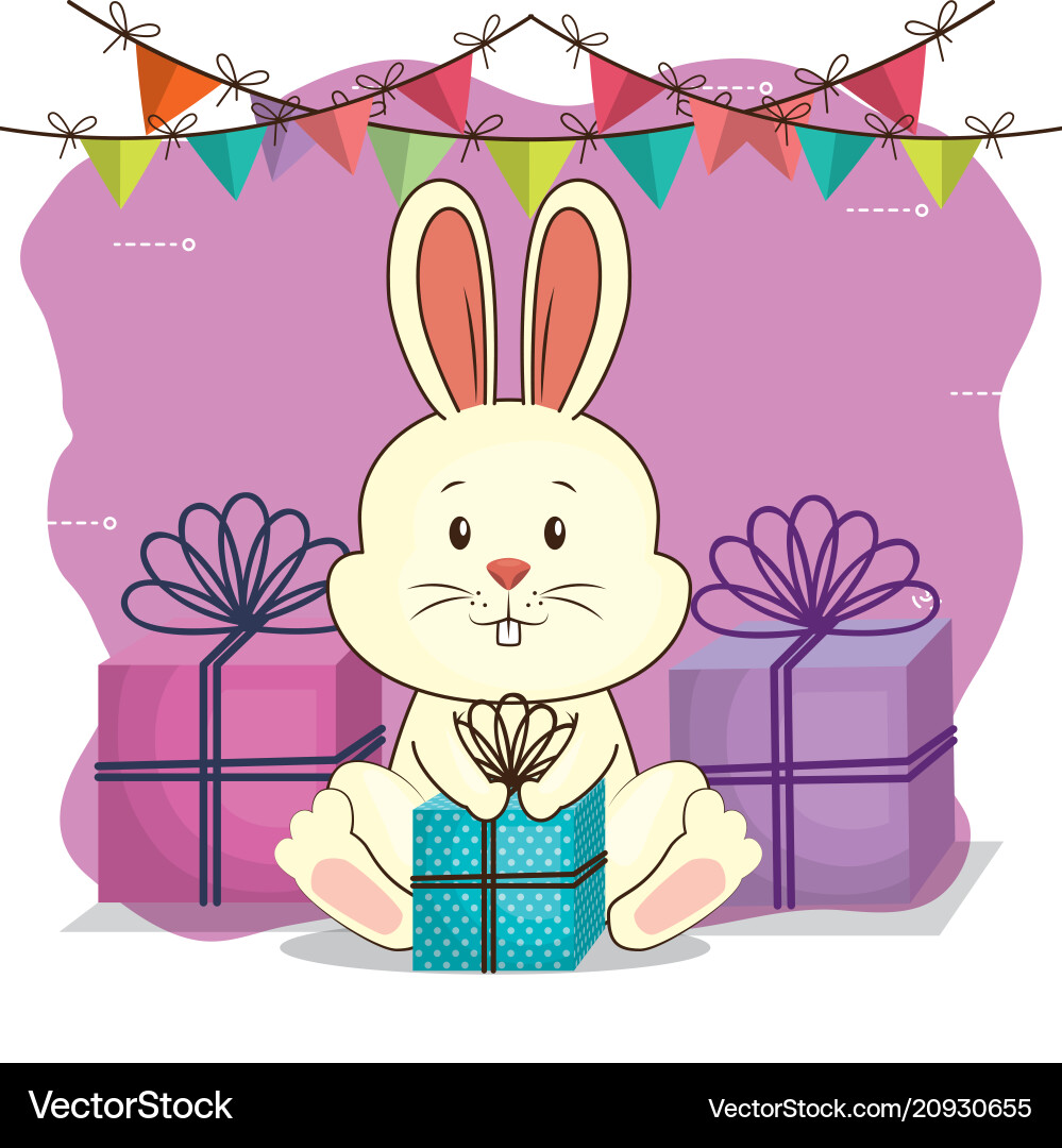 Happy Birthday Clip Art Rabbit Cute Happy Birthday Card With Cartoon