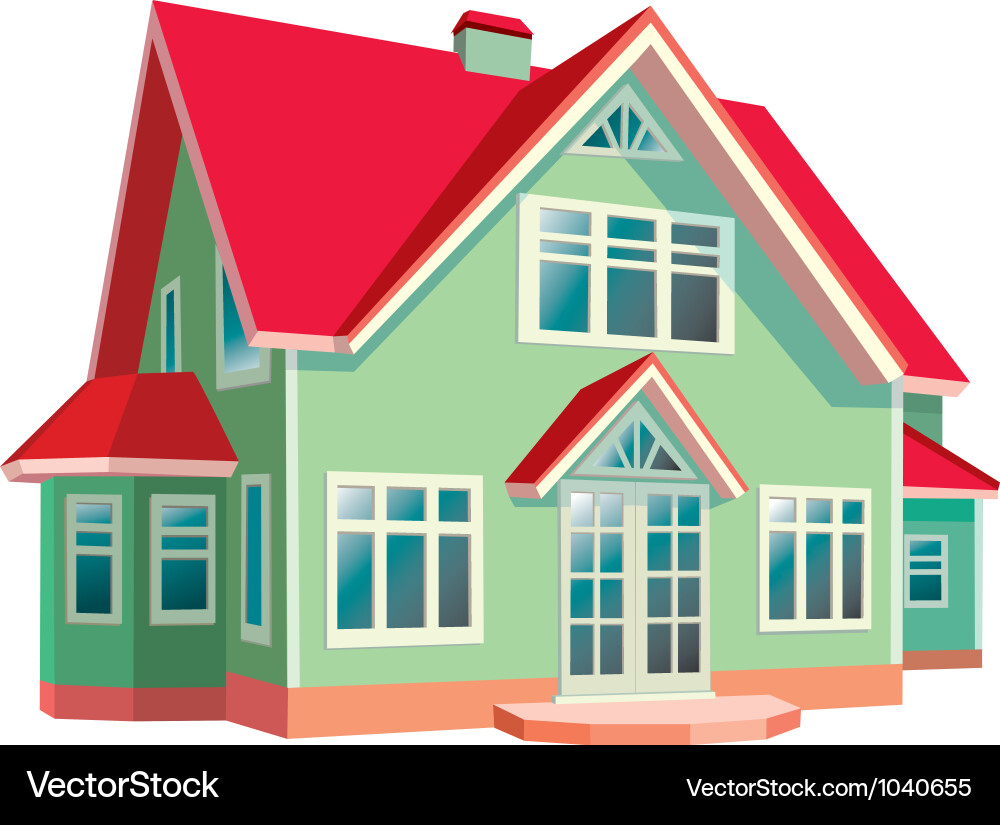 House with red roof on white background Royalty Free Vector