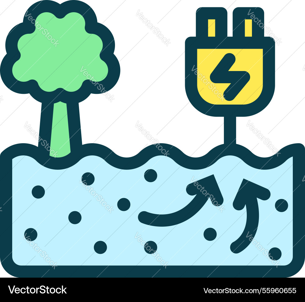 Icon line colored geothermal and soil energy plug Vector Image