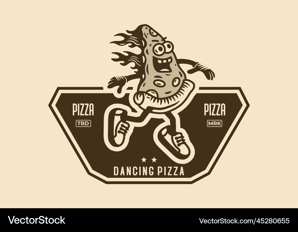 Mascot design of dancing pizza Royalty Free Vector Image