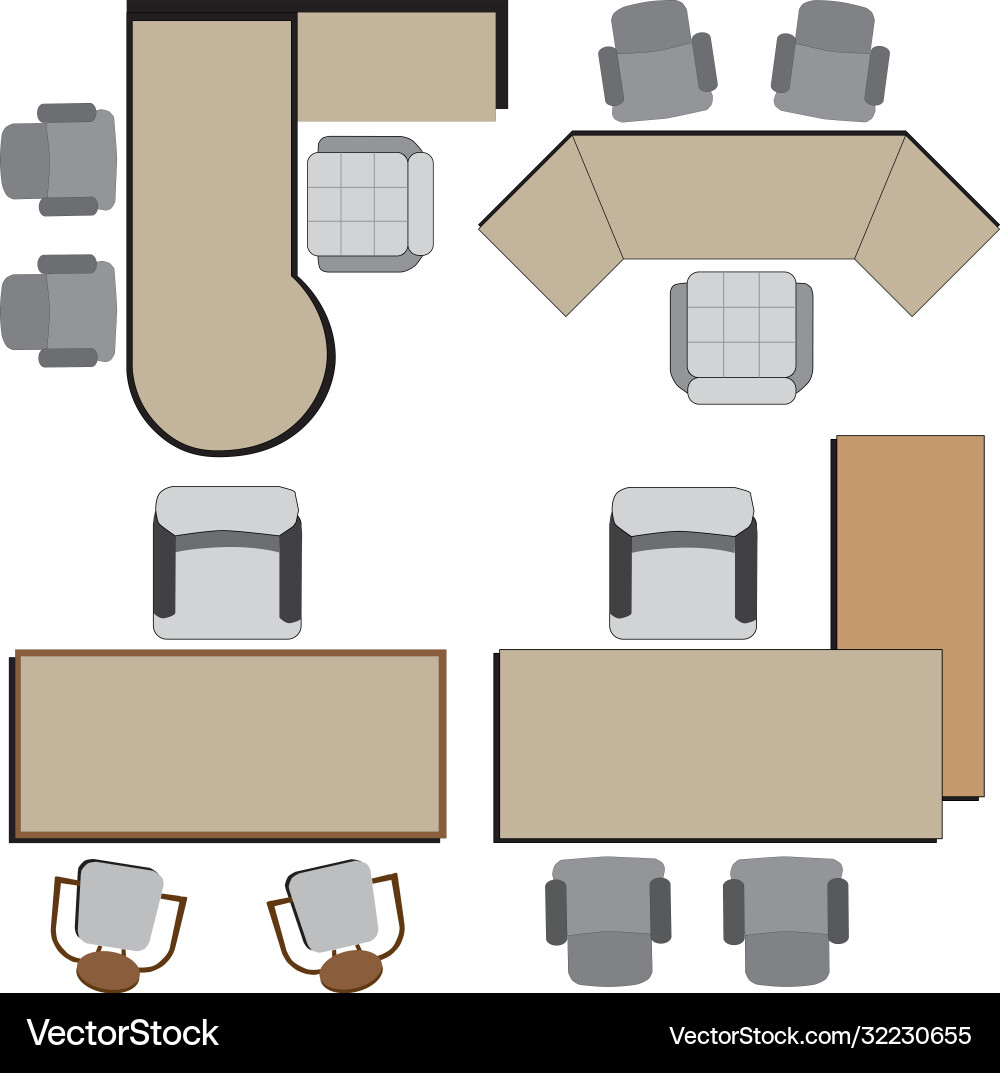 Office meeting 4 tables set Royalty Free Vector Image