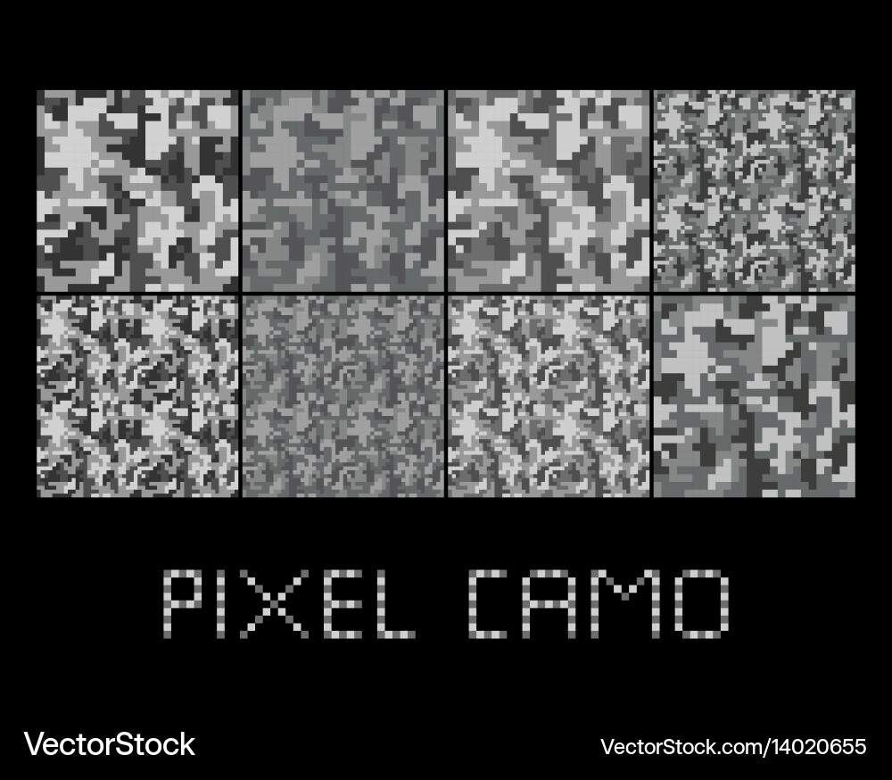 Pixel camo seamless pattern big set urban grey Vector Image