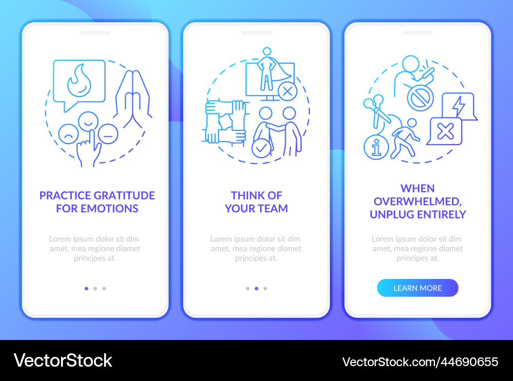Prevent news overload blue gradient onboarding Vector Image