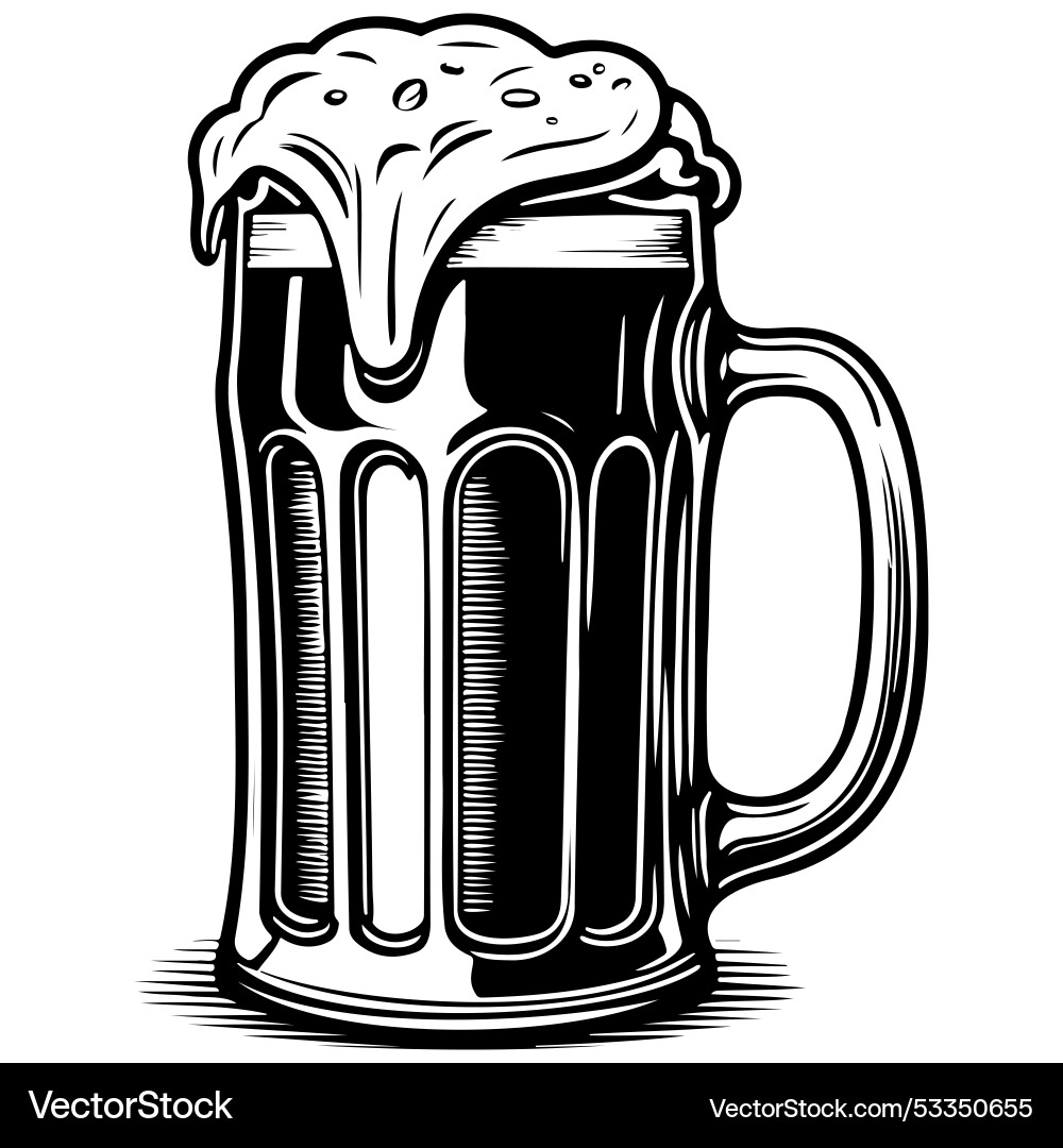 Realistic beer drawing hand Royalty Free Vector Image