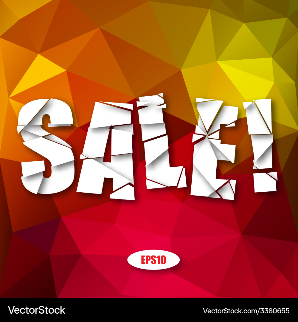 Sale cut paper poster on bright background Vector Image