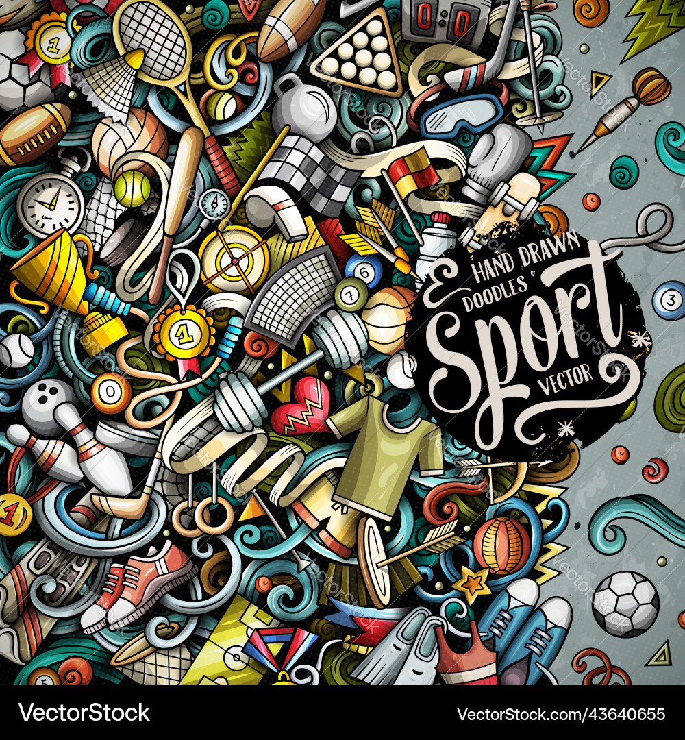 Sports doodles frame design Royalty Free Vector Image