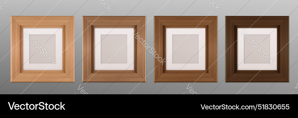 Wooden photo frames set Royalty Free Vector Image