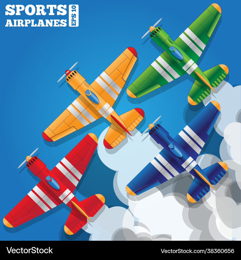 A group sport aircraft in sky Royalty Free Vector Image