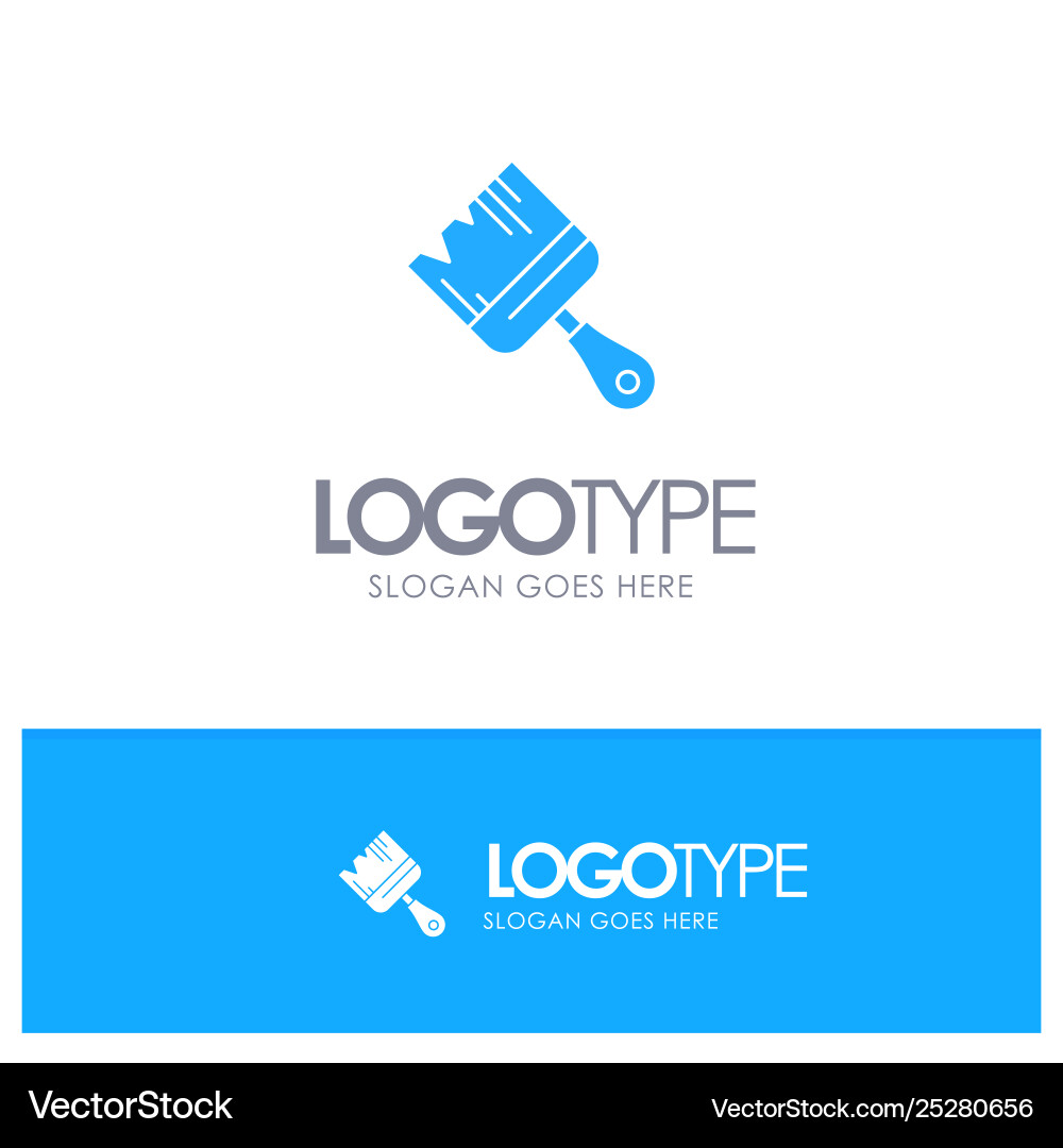 Brush building construction paint blue solid logo Vector Image