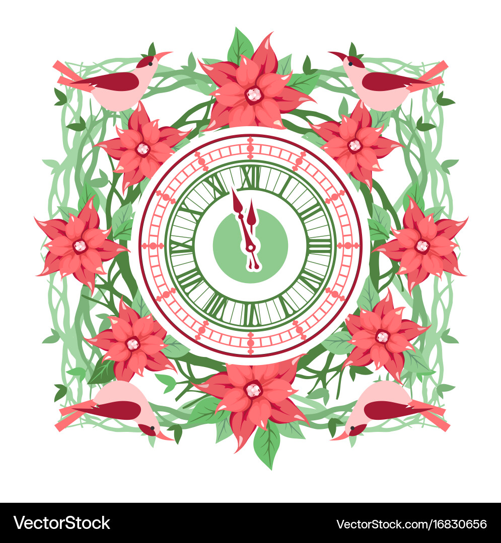 Clock frame flowers Royalty Free Vector Image - VectorStock