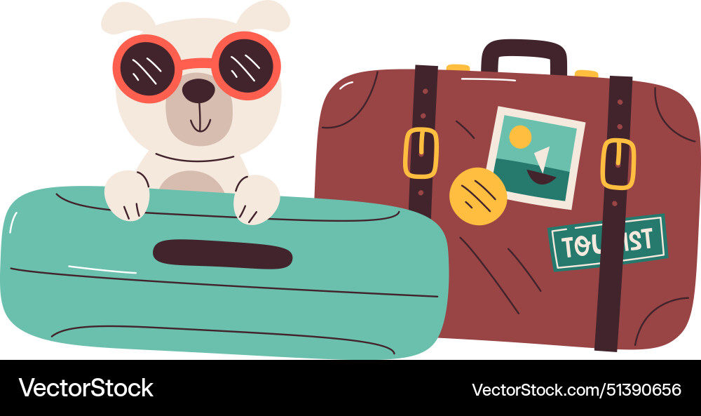 Dog with travel suitcases Royalty Free Vector Image