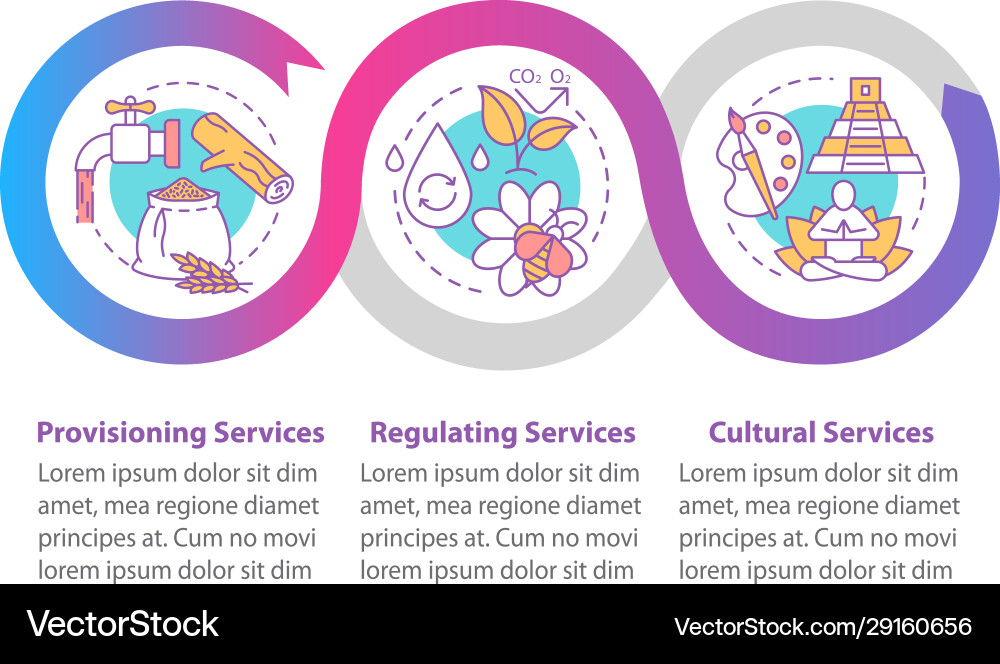 Ecosystem services infographic template Royalty Free Vector