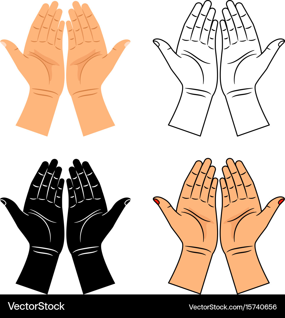 God pray blessed hands icons Royalty Free Vector Image