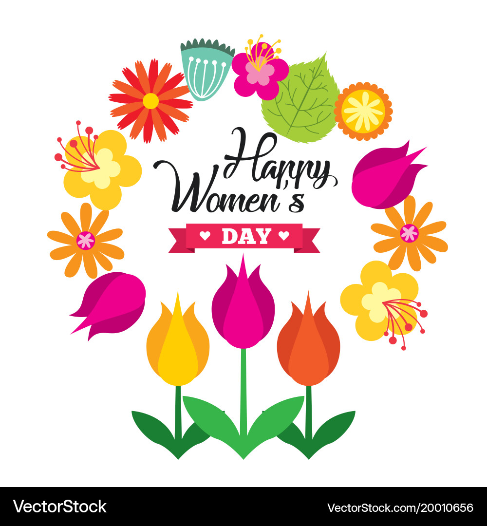 Greeting card with 8 march happy Royalty Free Vector Image