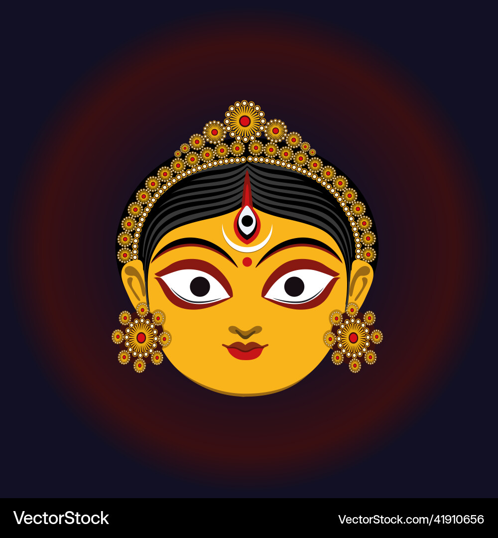 Lord durga face in kolkata style Royalty Free Vector Image