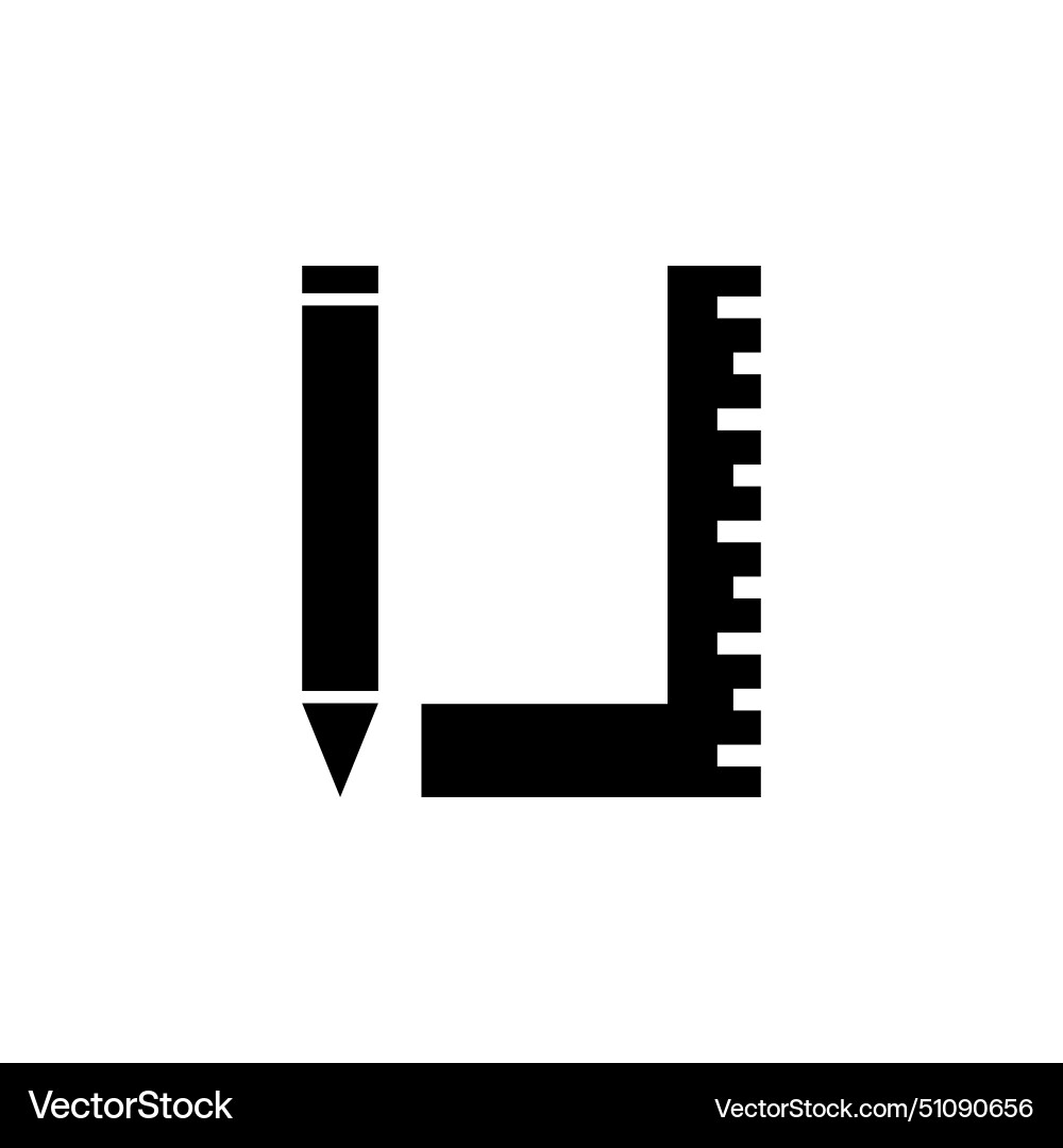 Pencil and ruler flat icon Royalty Free Vector Image