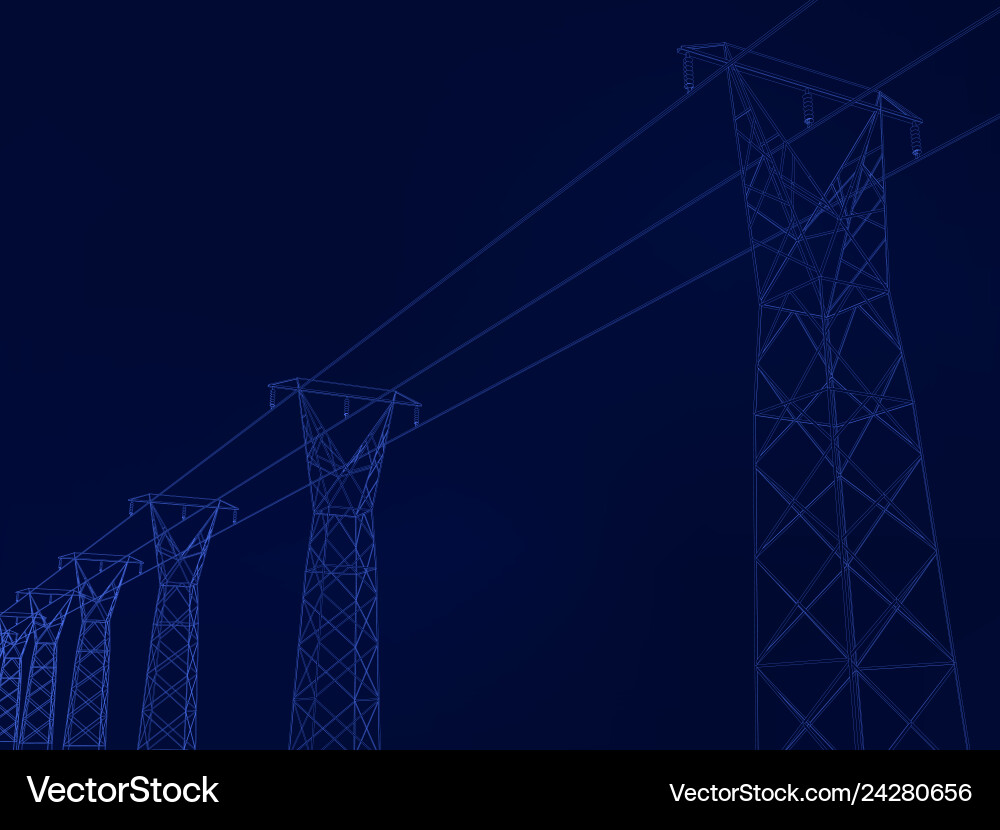Power Tower Outlines - Dark Background Royalty Free Vector