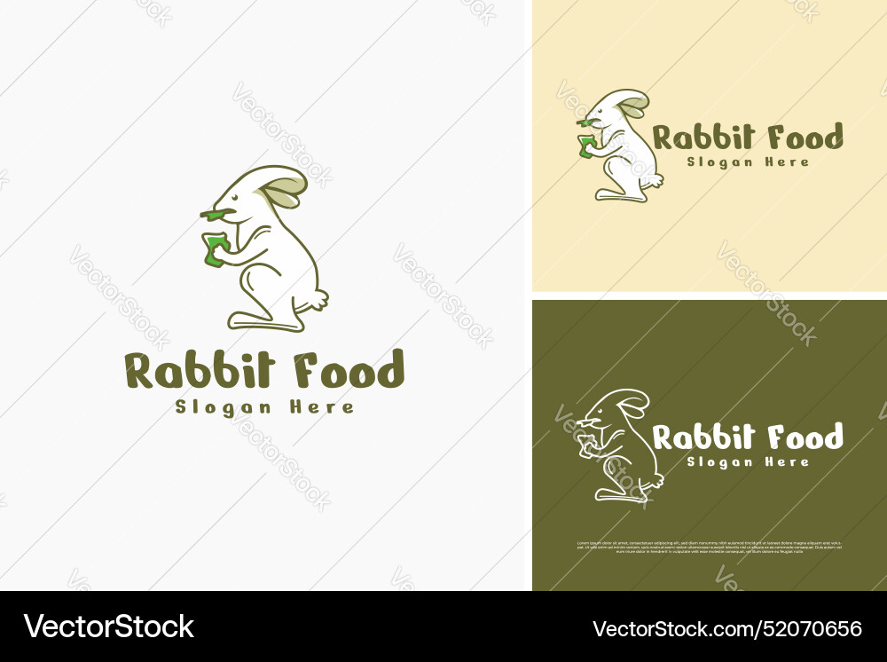 Rabbit food cute cartoon logo design Royalty Free Vector