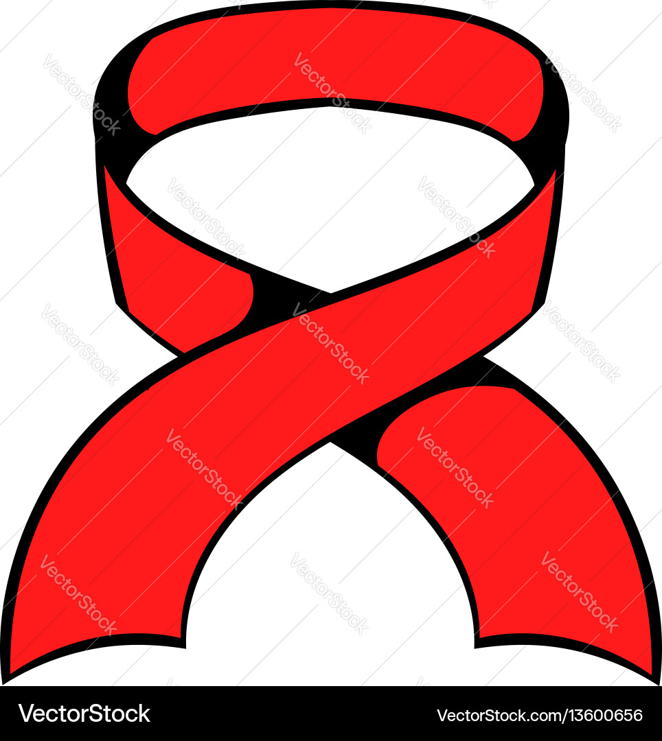 Red ribbon icon cartoon Royalty Free Vector Image