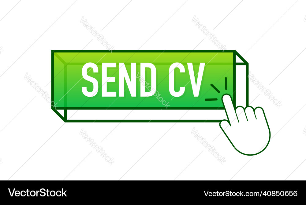Send cv button in 3d style on blue background Vector Image