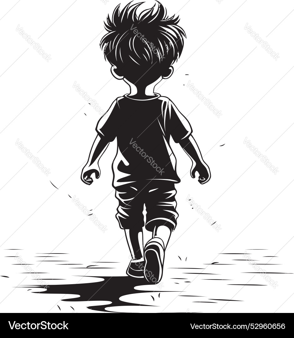 Tinyexplorergraffix sleek walking child symbol Vector Image