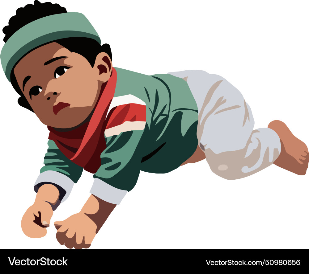 Toddler crawling in playful outfit Royalty Free Vector Image