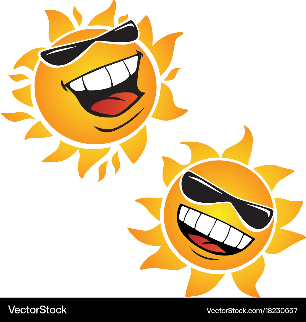 Bright smiling happy sun cartoon Royalty Free Vector Image