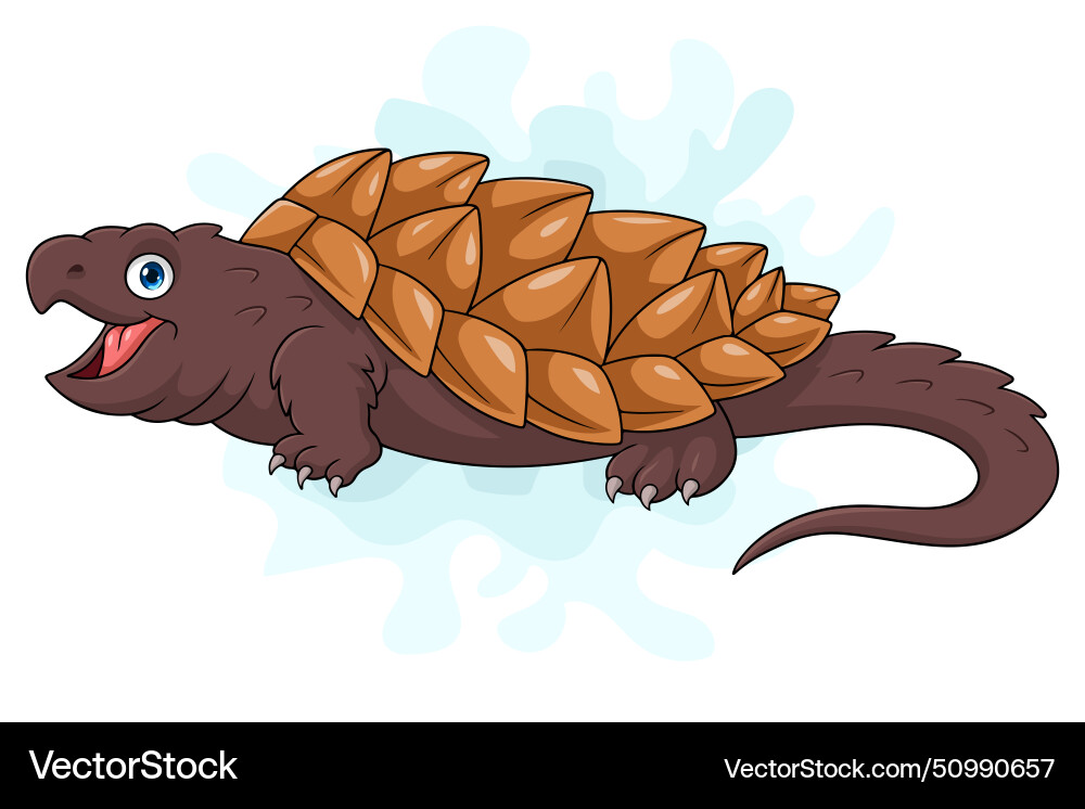 Cartoon snapping turtle on white background Vector Image