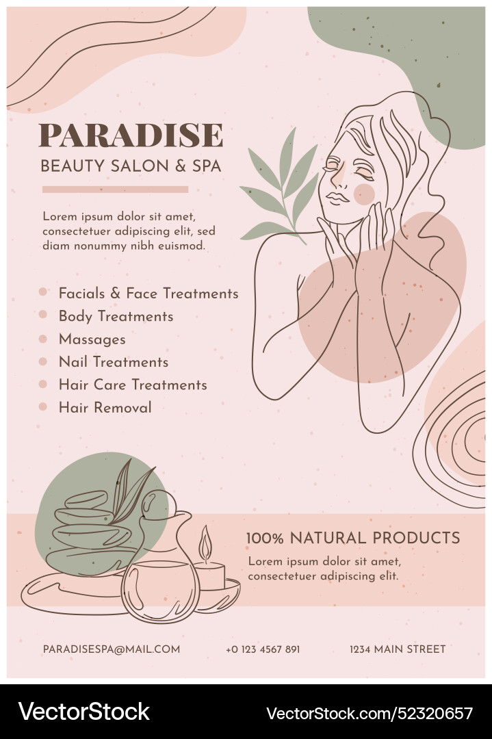 Hand drawn spa poster template Royalty Free Vector Image